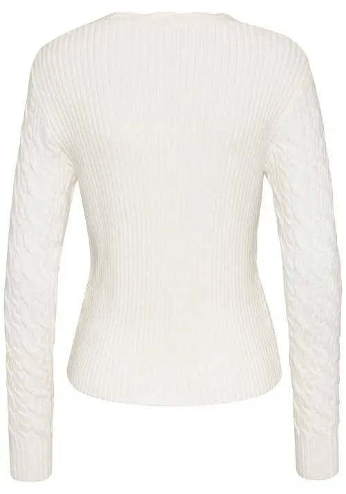 LASCANA Cable Knit V-neck Sweater