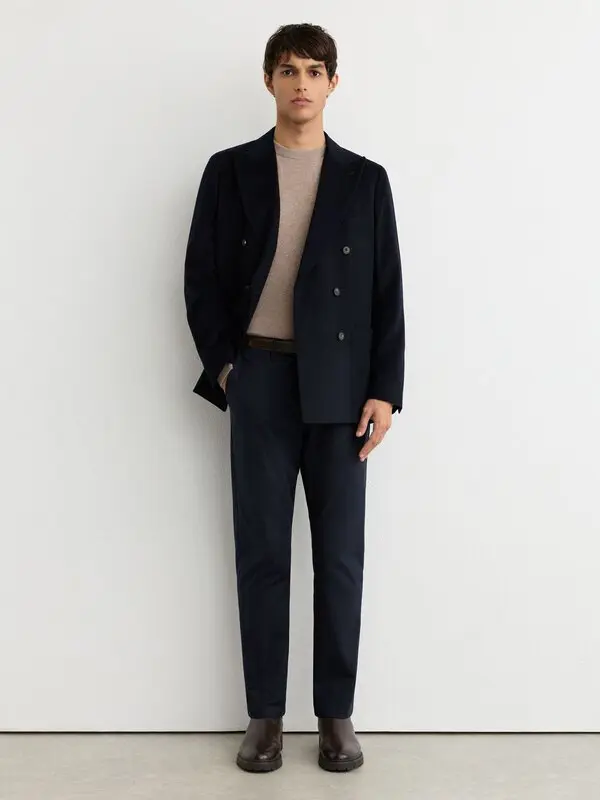 REISS Eastbury Slim Fit Cotton Blend Chinos - Navy