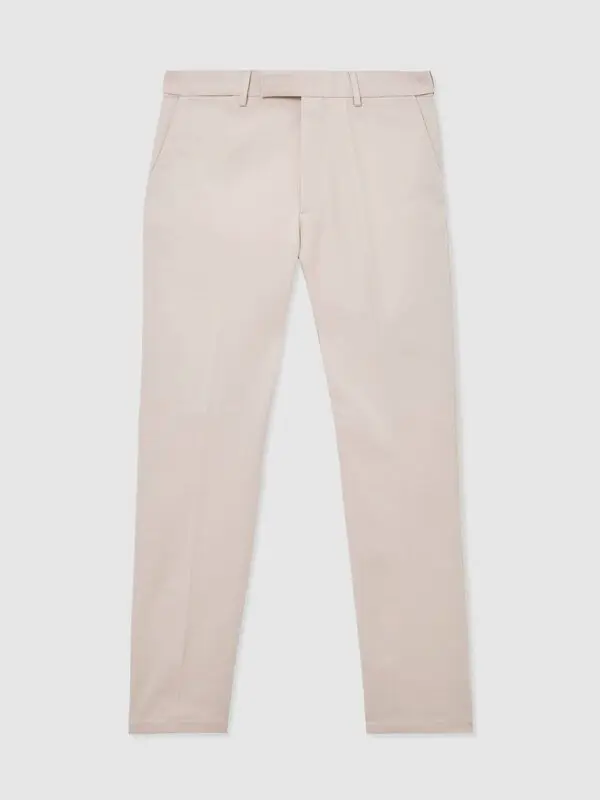 REISS Eastbury Slim Fit Cotton Blend Chinos - Stone