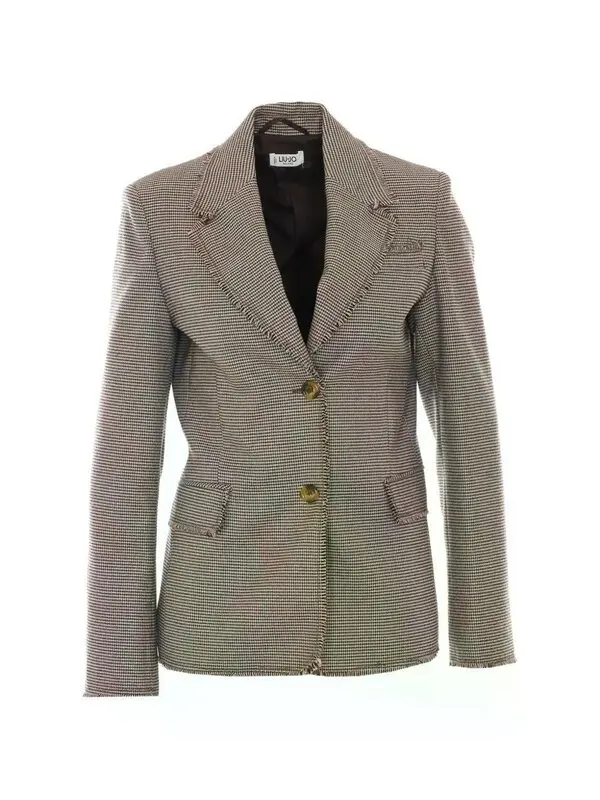 Liu Jo Houndstooth-pattern Frayed-edge Blazer - Neutrals