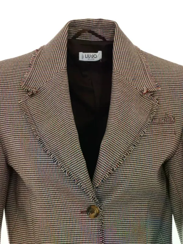Liu Jo Houndstooth-pattern Frayed-edge Blazer