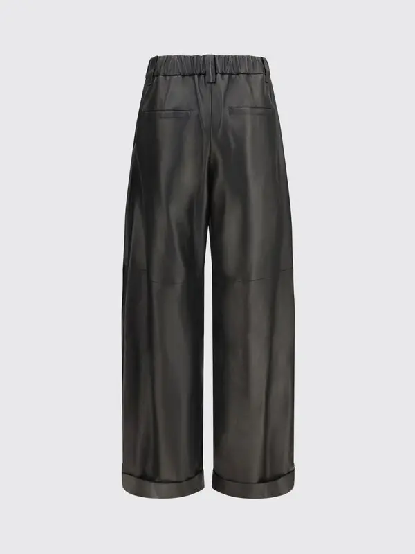 Brunello Cucinelli High-waisted Wide-leg Nappa Leather Palazzo Trousers