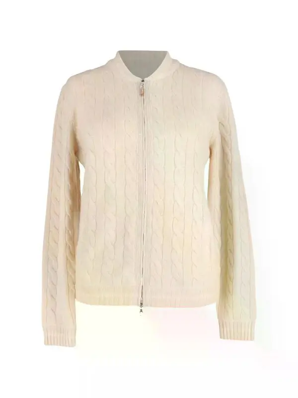 Brunello Cucinelli 2020s Cable-knit Zip-up Cardigan - Neutrals