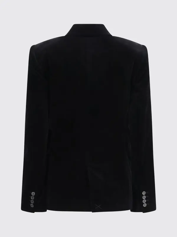 Khaite Cropped Double-breasted Velvet Blazer With Peak Lapels