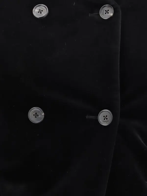 Khaite Cropped Double-breasted Velvet Blazer With Peak Lapels