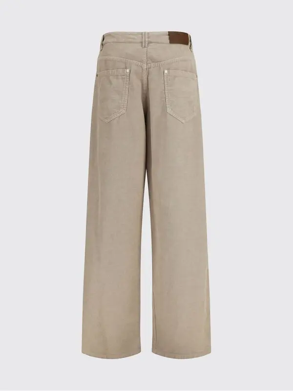 Brunello Cucinelli High-waisted Wide-leg Corduroy Trousers With Monili Detail