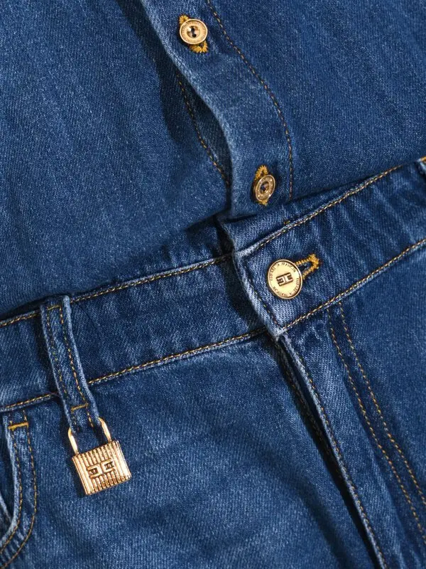 Elisabetta Franchi Cotton Denim Jumpsuit With Classic Collar