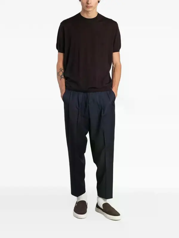 LOW BRAND K123 Fine-knit T-shirt - Brown