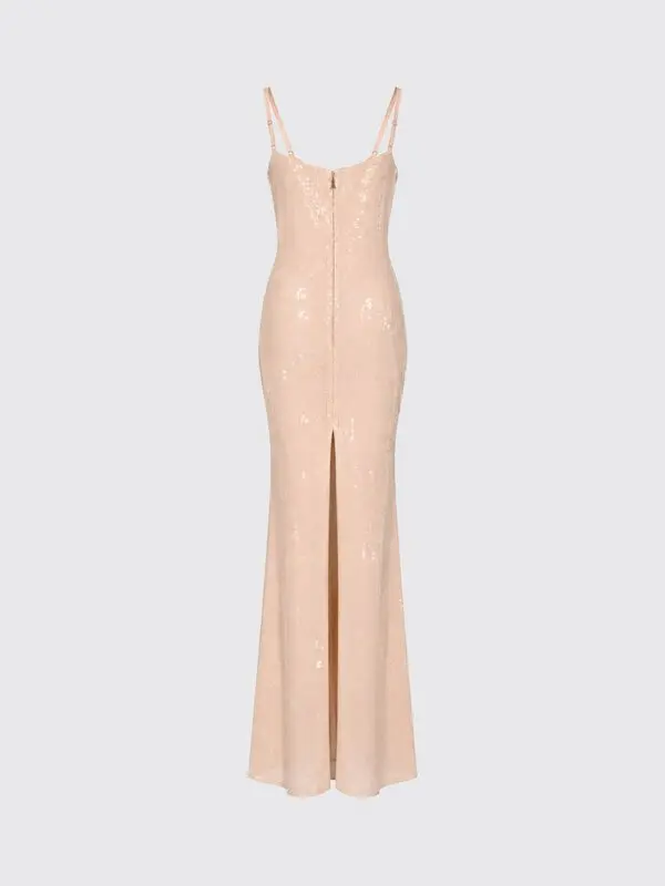 Patrizia Pepe V-neck Sequin Embellished Long Slip Gown For Evening Wear