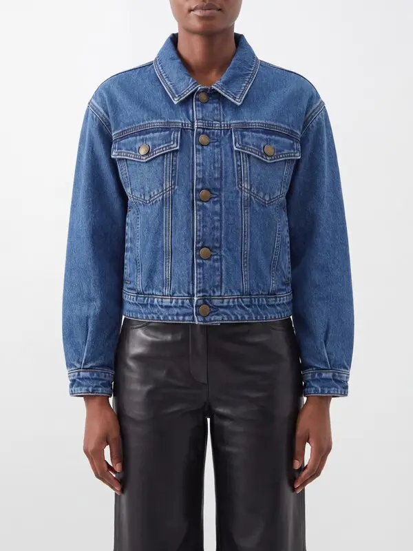 CYCLE Cotton Denim Shirt Jacket With Slit Pockets