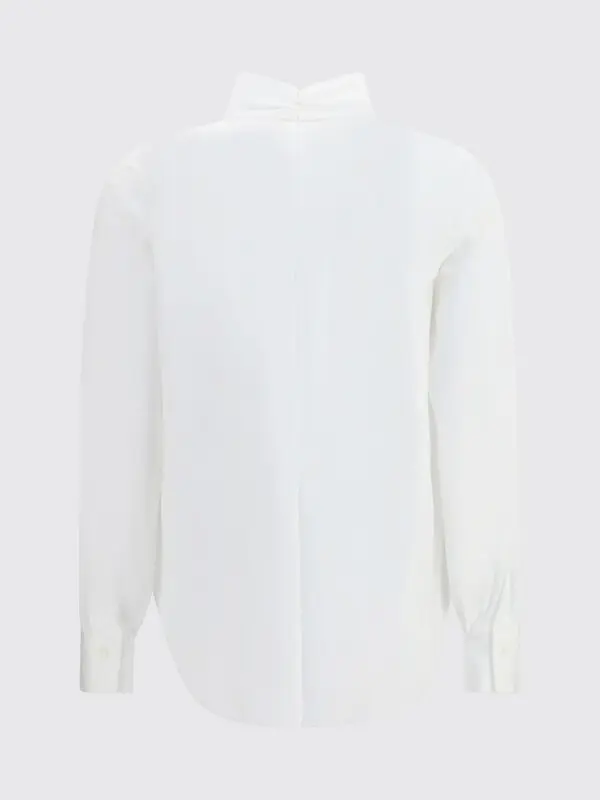 Brunello Cucinelli High-neck Cotton-blend Blouse With Monili Embellishment