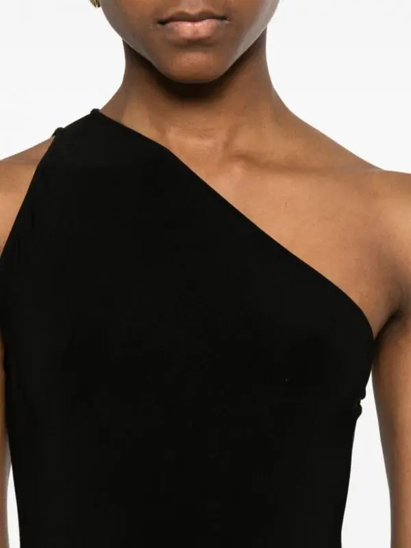 Norma Kamali One-shoulder Long Jersey Sheath Dress With Side Slit By