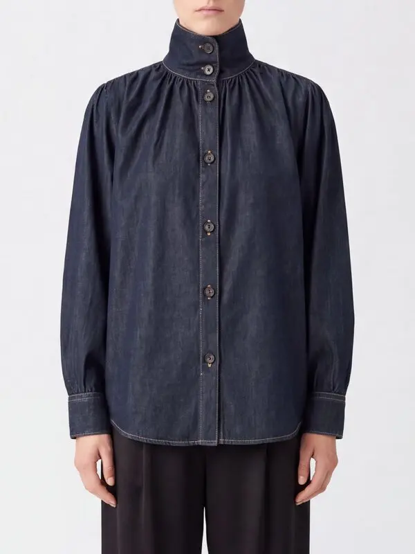 IRO PARIS Coming Cotton Denim Shirt With High Neck And Long Sleeves