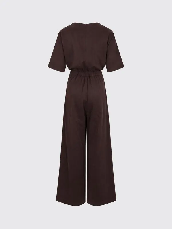 Herno Wool Blend Jumpsuit With Drawstring Waist And Short Sleeves