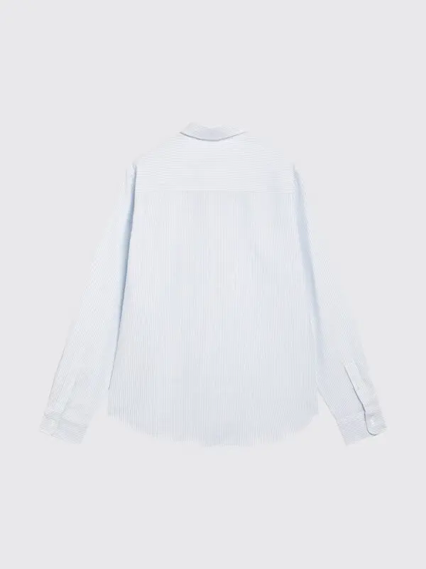 AMI Paris Striped Cotton Shirt With Button-down Collar And Embroidered Logo