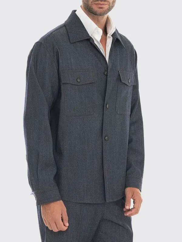 BOSS Pure Wool Shirt Jacket With A Classic Collar And Buttoned Flap Pockets