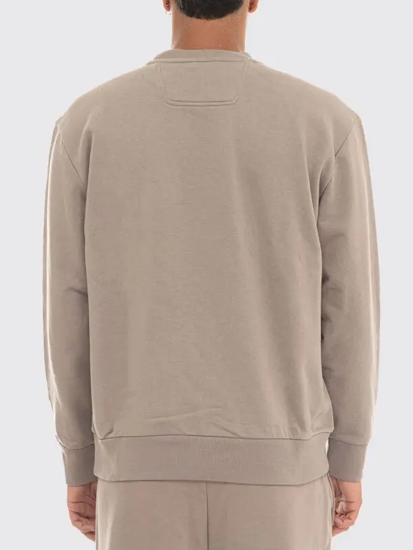 BOSS Regular Fit Crewneck Cotton-blend Jumper With Tonal Logo - Mud