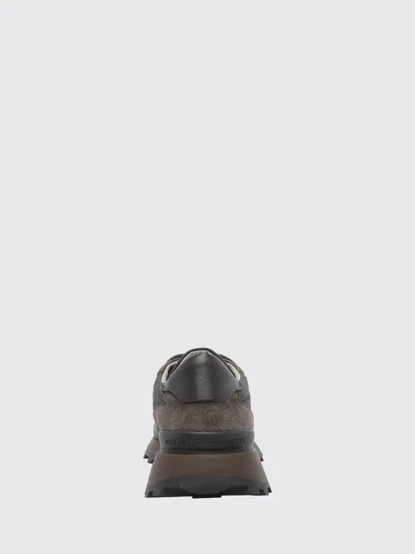 Brunello Cucinelli Low-top Suede And Nylon Trainers With Monili