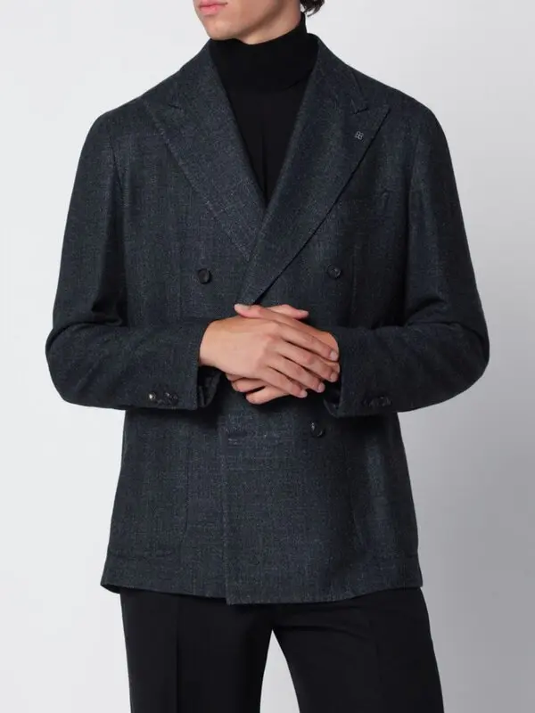 Tagliatore Double-breasted Virgin Wool And Silk Blazer With Peak Lapels