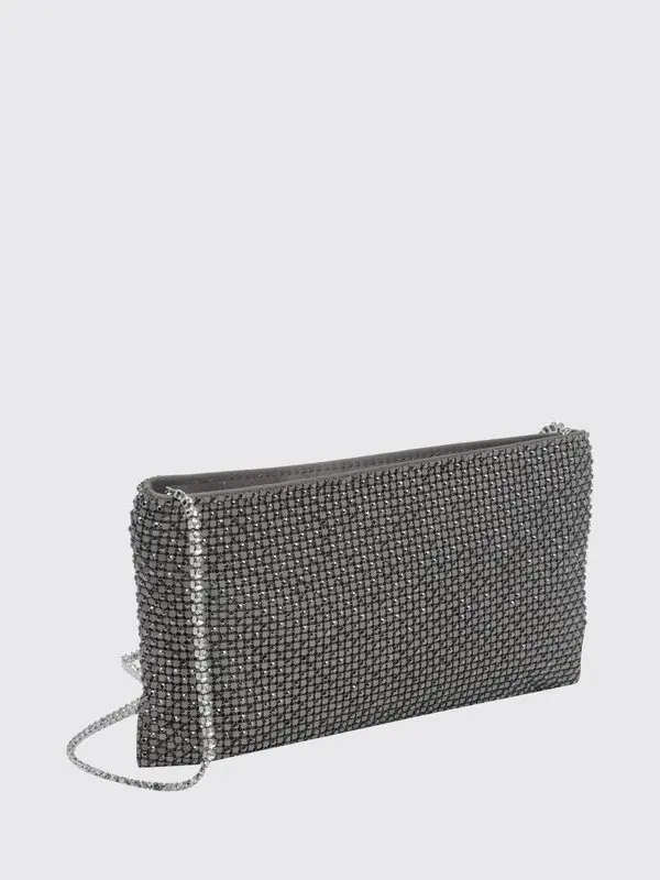 Benedetta Bruzziches Your Best Friend Silk Mini Bag With Rhinestones And Jewel Strap - Grey