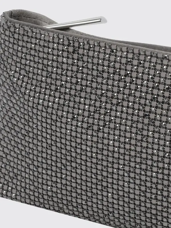 Benedetta Bruzziches Your Best Friend Silk Mini Bag With Rhinestones And Jewel Strap - Grey