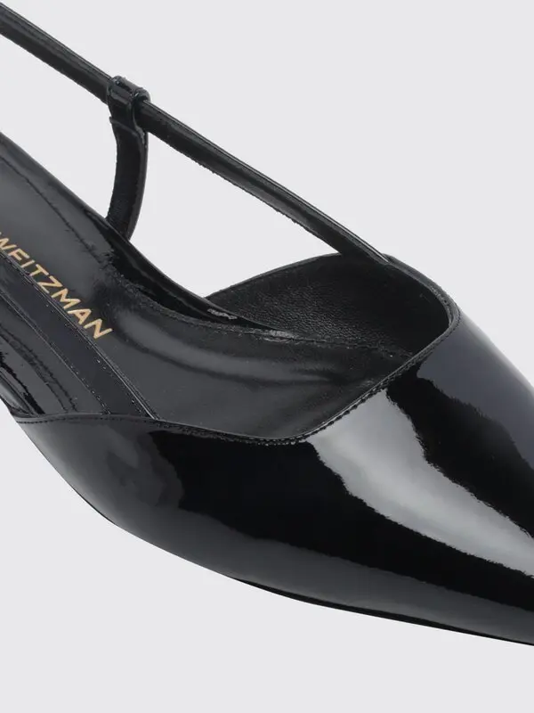 STUART WEITZMAN Vinnie Slingback Patent Leather Ballet Flats With Almond Toe - Black