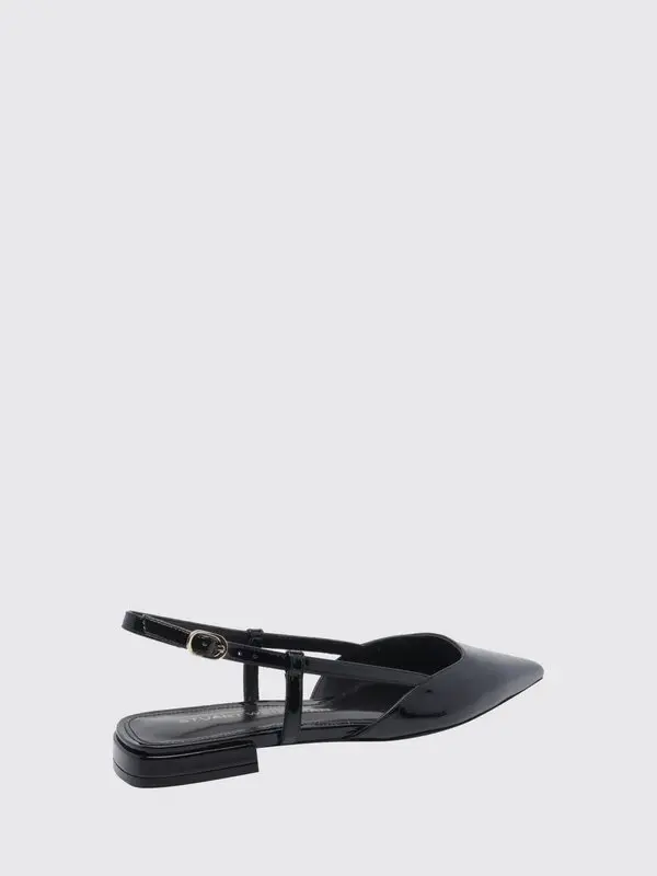 STUART WEITZMAN Vinnie Slingback Patent Leather Ballet Flats With Almond Toe - Black