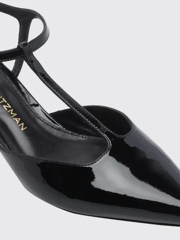 STUART WEITZMAN Vinnie T-strap Patent Leather Pumps With Ankle Strap