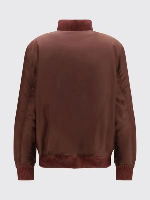 Off-White Cropped Nylon Bomber Jacket With Dropped Shoulders And Zip Closure