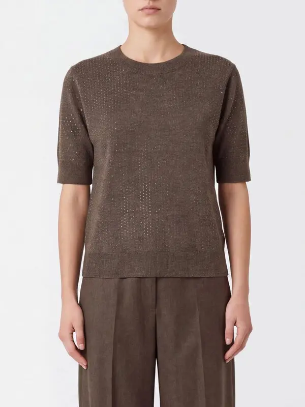 PAROSH Short-sleeved Crewneck Jumper P.a.r.o.s.h. In Wool With Regular Fit