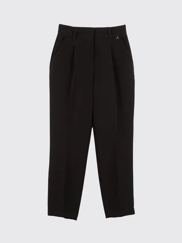 TWINSET Cropped Slim Fit Crêpe Trousers With Pleats