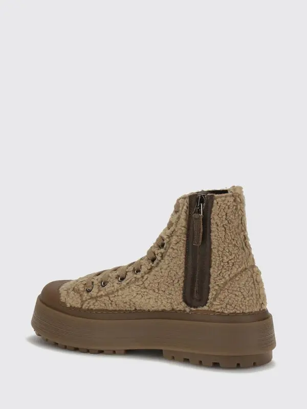 Casadei Explorer High-top Shearling Trainers With Platform Sole And Zip Closure