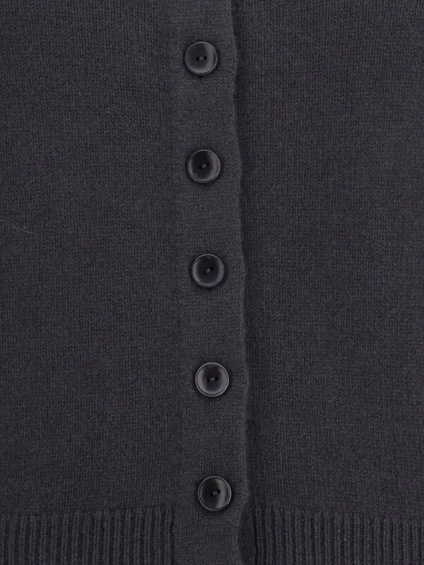 LEMAIRE Crewneck 100% Cashmere Cardigan With Ribbed Trims