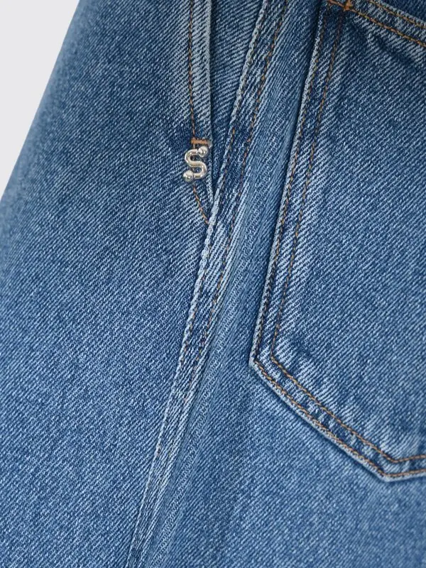 Sportmax High-waisted Wide-leg Jeans In Cotton Denim With Patch Pockets