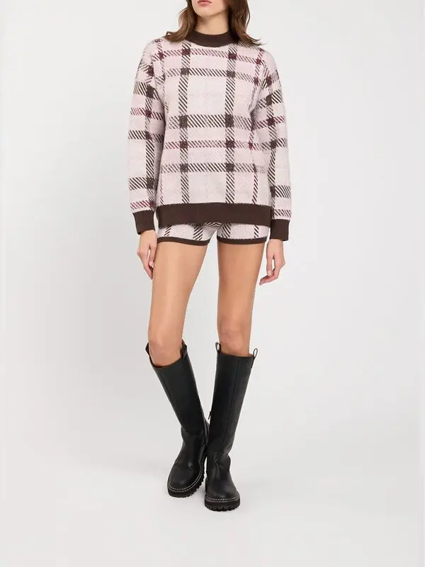TWINSET Check Pattern Wool And Silk Blend Knit Culottes