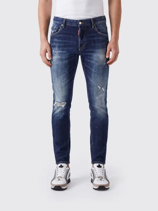 Dsquared2 Skater Skinny Fit Stretch Denim Jeans With Distressed Effect