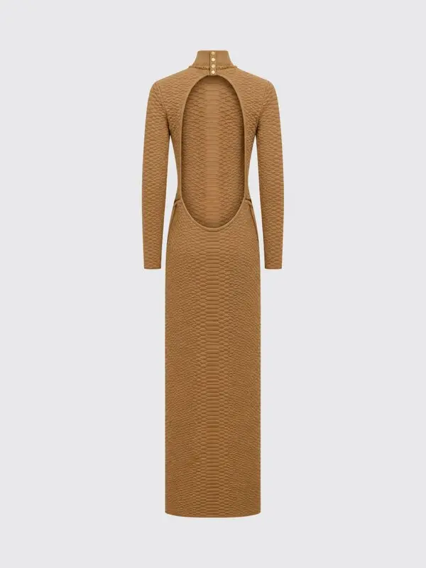 Elisabetta Franchi Python Print Jersey Sheath Gown With High Neck