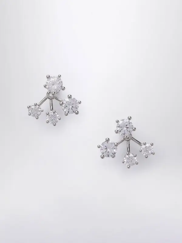 PANCONESI Constellation Chrome-plated Brass Dangle Earrings With Crystals And Engraved Logo