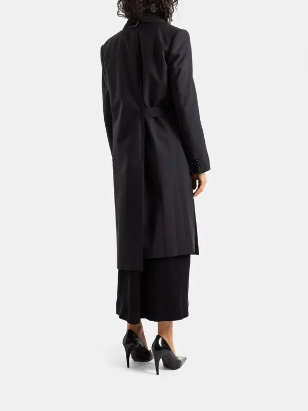 Sacai Asymmetrical Double-breasted Long Blazer With Peak Lapels