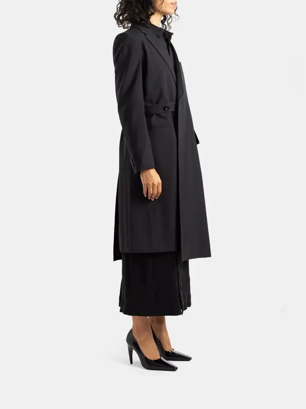 Sacai Asymmetrical Double-breasted Long Blazer With Peak Lapels