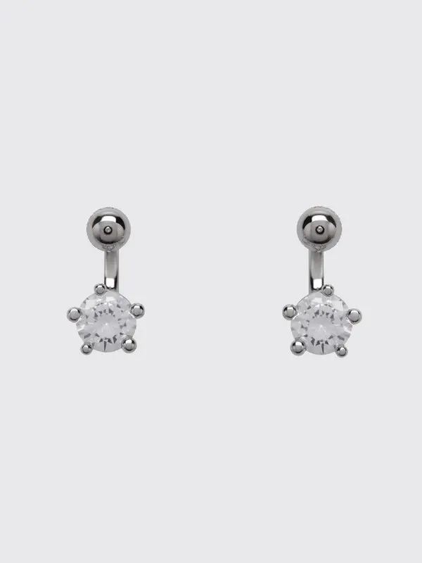 PANCONESI Nova -tone Brass Earrings With Zircons And Engraved Logo