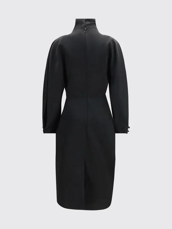 Khaite Harlin Draped Satin Mini Dress With High Neck And Long Sleeves