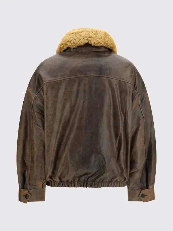R13 Double-breasted Lambskin Shearling Jacket With Fur Collar