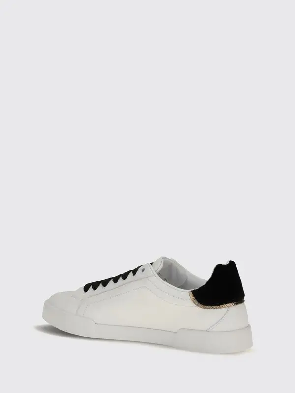 Dolce & Gabbana Low Top Smooth Calf Leather Sneakers With Contrasting Dg Monogram