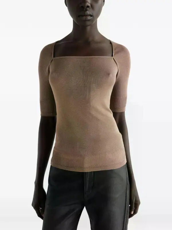 LEMAIRE Three-quarter Sleeve Top In Silk And Viscose Blend