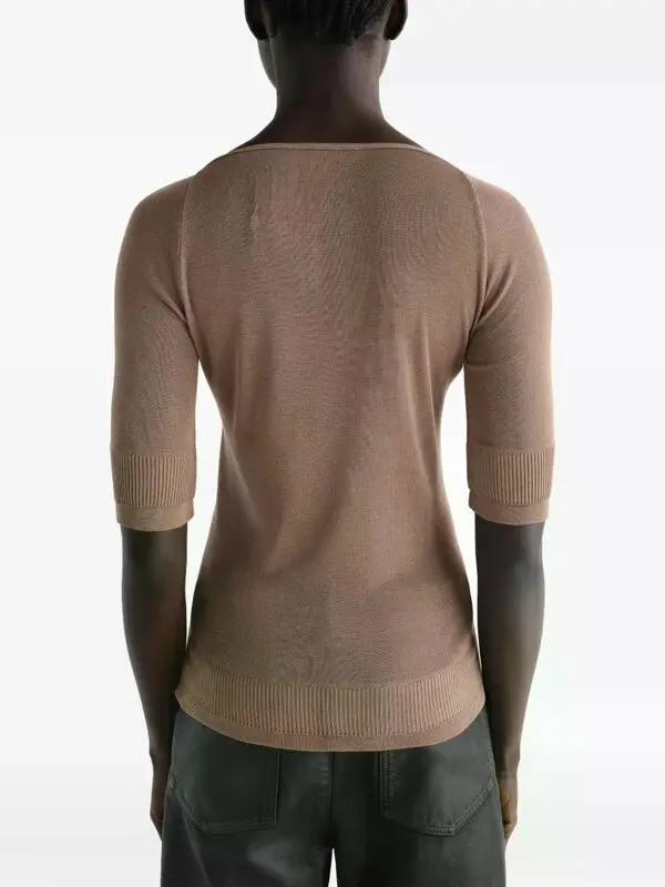 LEMAIRE Three-quarter Sleeve Top In Silk And Viscose Blend