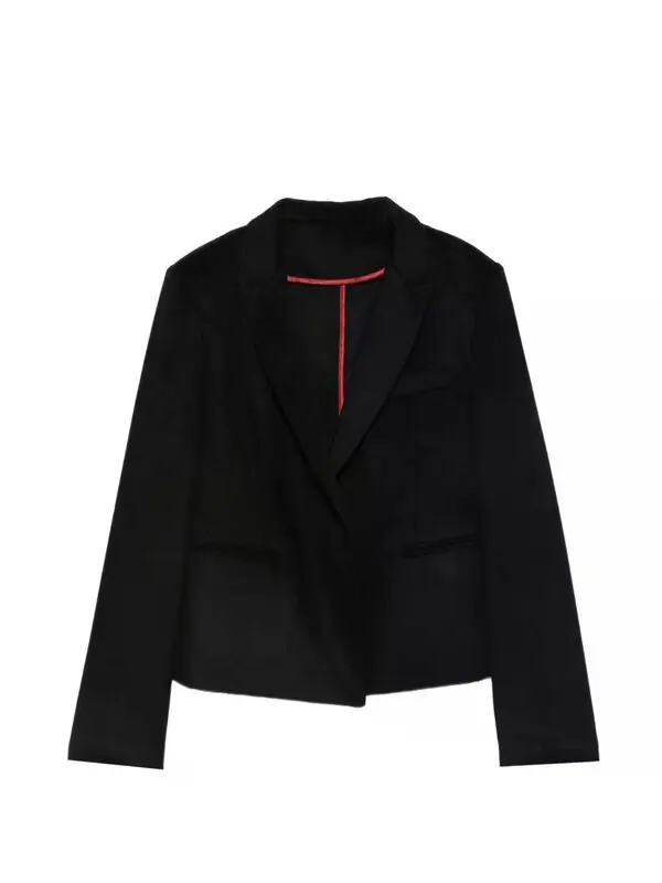 Frenckenberger Notched-lapels Cropped Blazer - Black