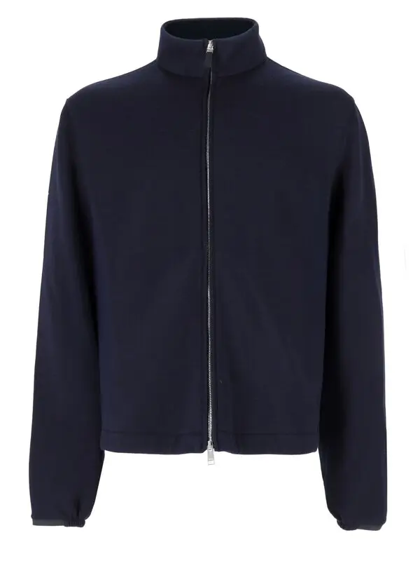 Zegna Felpa In Lana Misto Cotone E Seta Con Zip