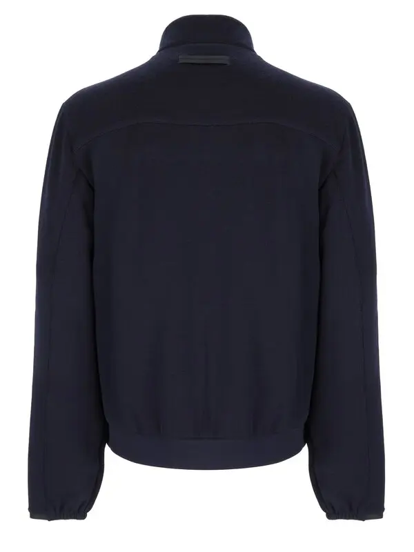 Zegna Felpa In Lana Misto Cotone E Seta Con Zip
