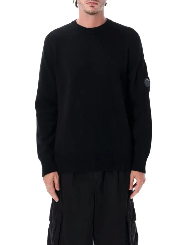 C.P. COMPANY C. P. Company Crewneck Wool Sweater With Sleeve Badge - Nero